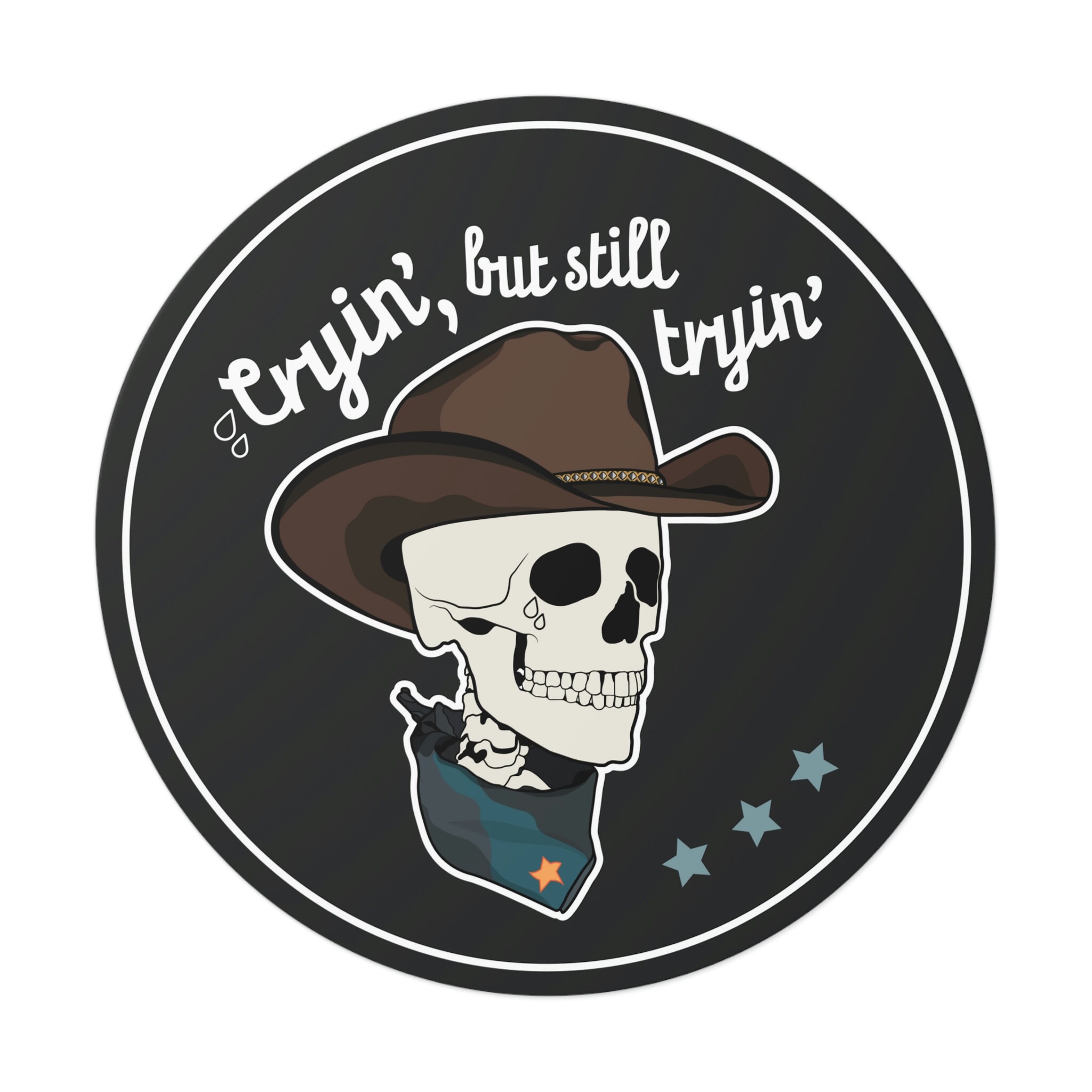 Cryin' Cowboy Skull Sticker, Cowboy Skeleton, Hydro Flask Sticker ...