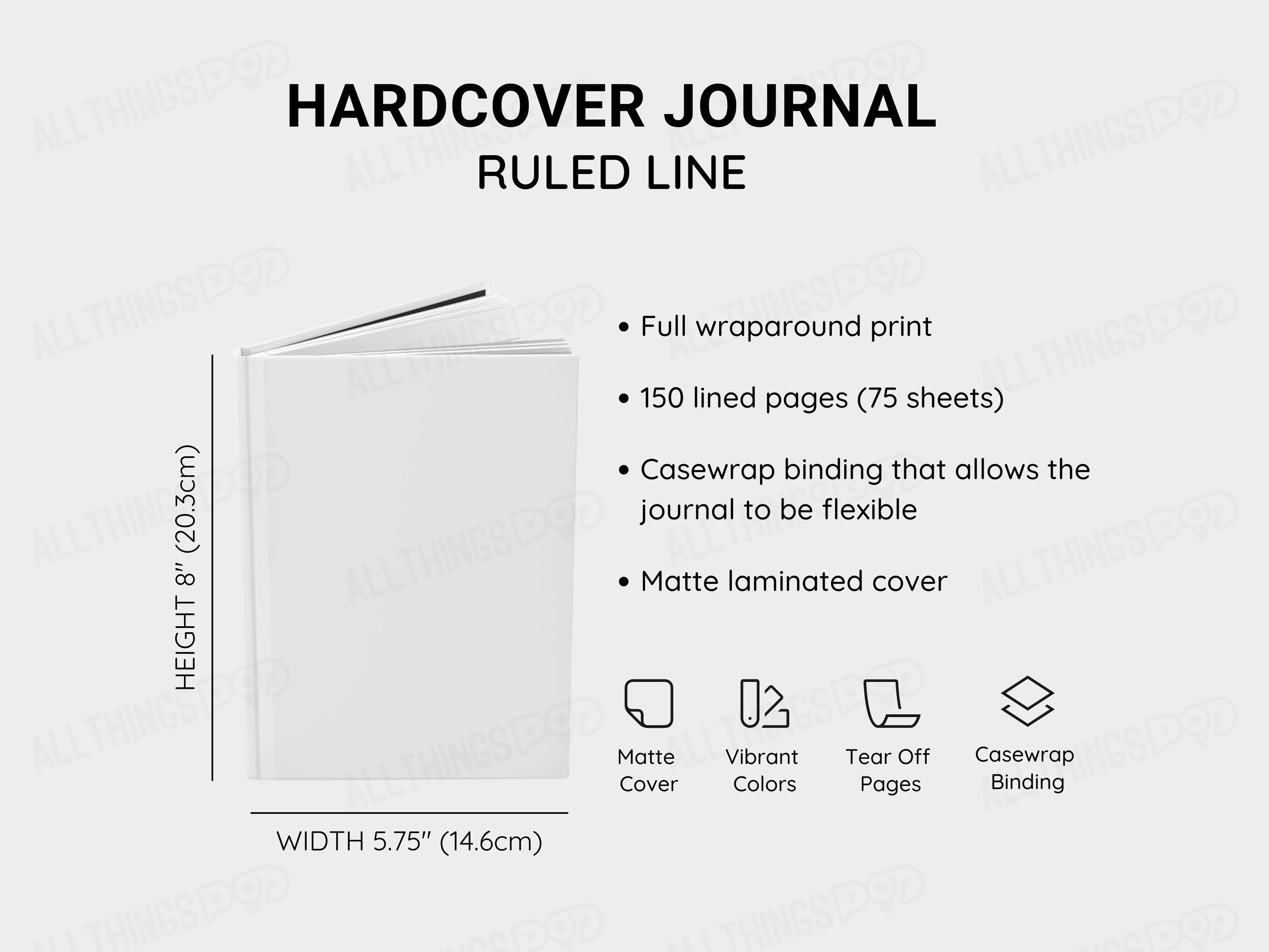 Hardcover Journal Size Chart Mockup Printify Journal Mockup Etsy ...