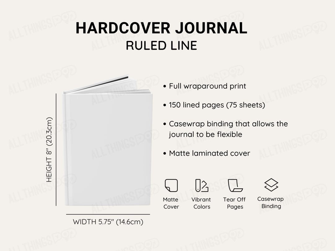Hardcover Journal Size Chart Mockup Printify Journal Mockup Etsy ...