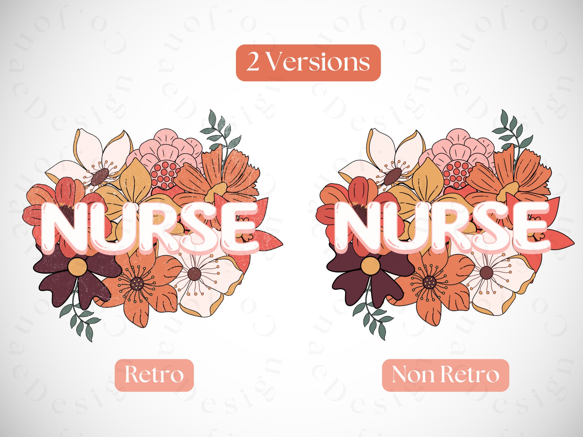 Retro Nurse Png for Shirt Floral Nurse Png RN Nurse Png Sublimation NP ...