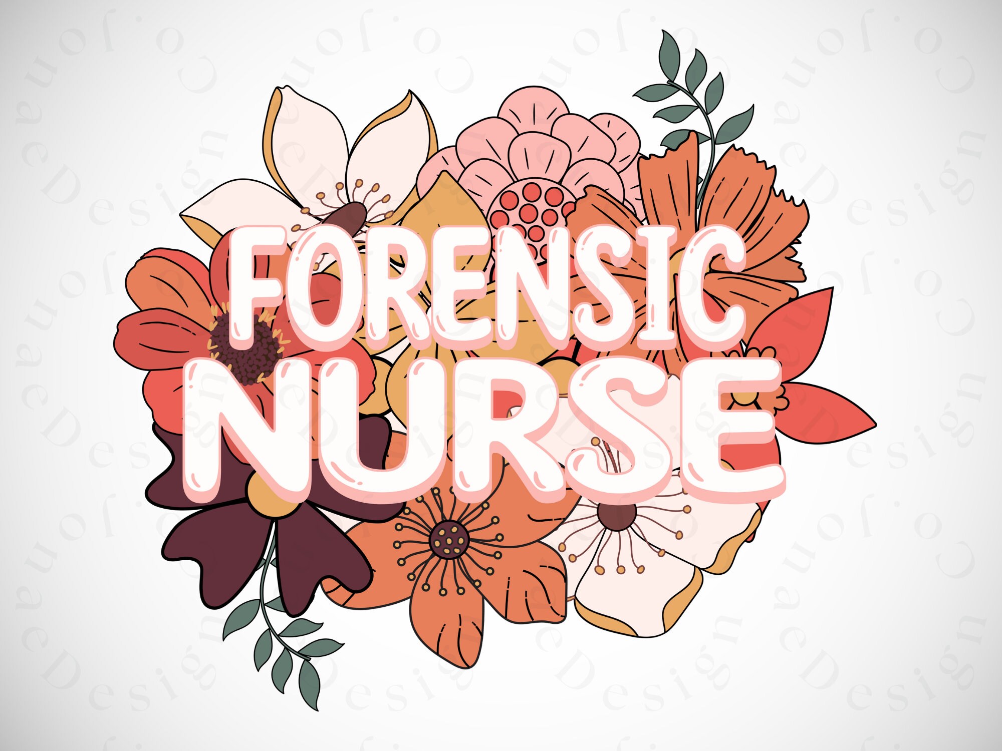 Forensic Nurse Png for Shirt Floral Nurse Png Sublimation Nursing ...