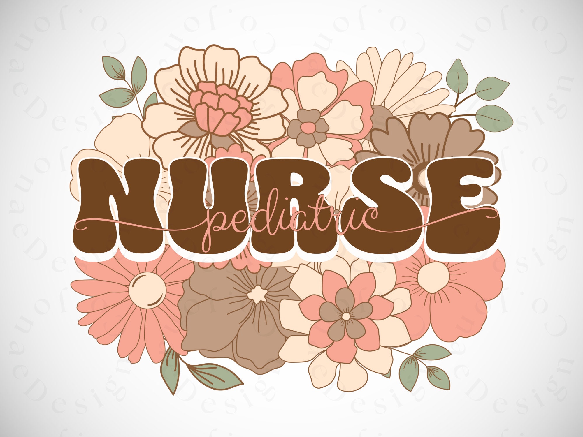 Pediatric Nurse Png for Shirt Floral Nurse Png Sublimation Nursing ...