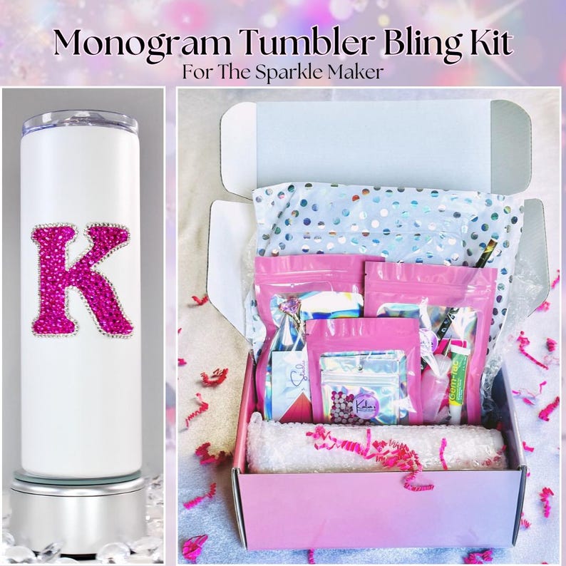 DIY Monogram Bling Tumbler Kit - Customizable Rhinestone Tumbler With ...