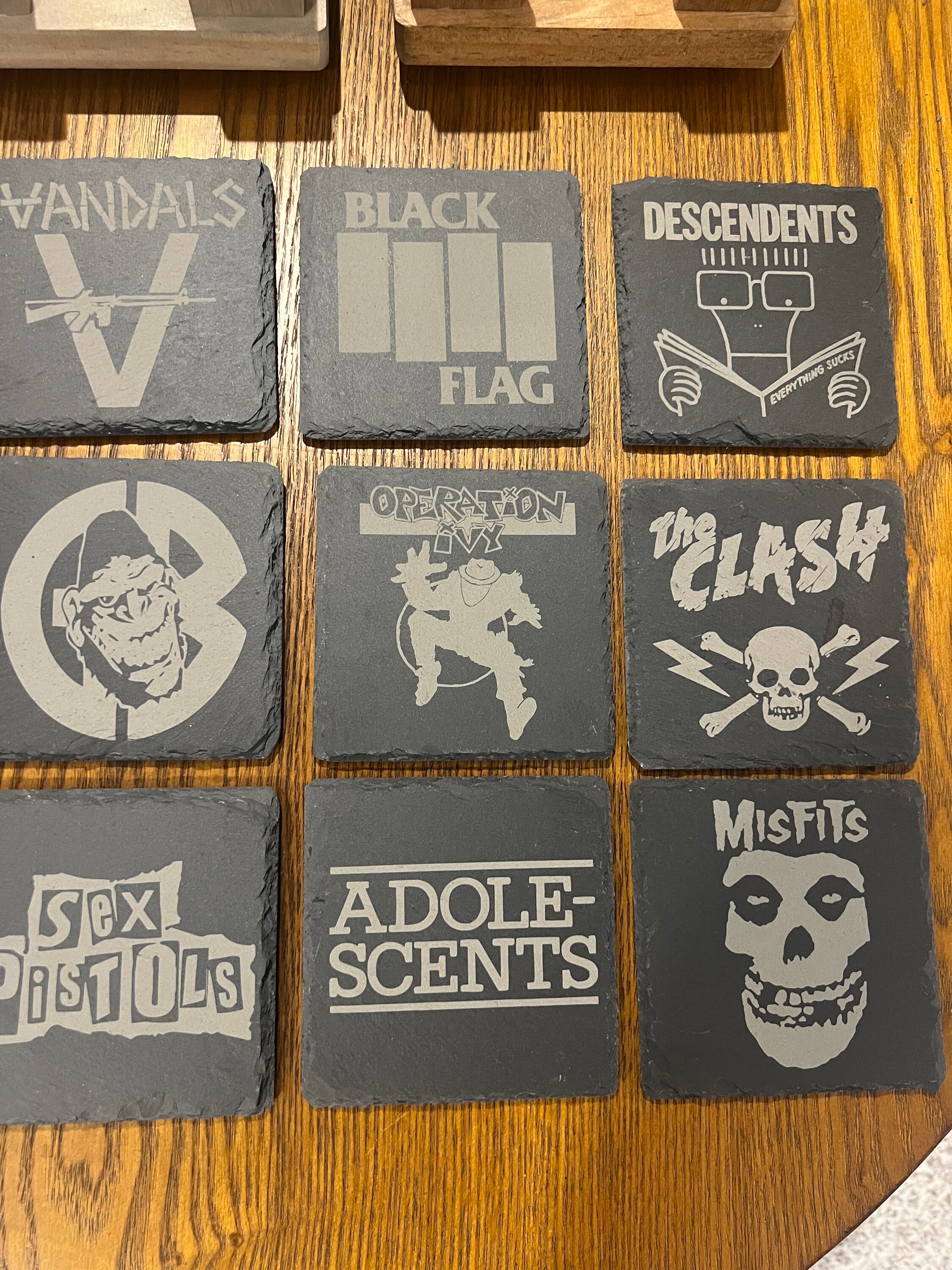 Punk Rock Coasters Pick Your Set Optional Holder Misfits, Minor Threat ...
