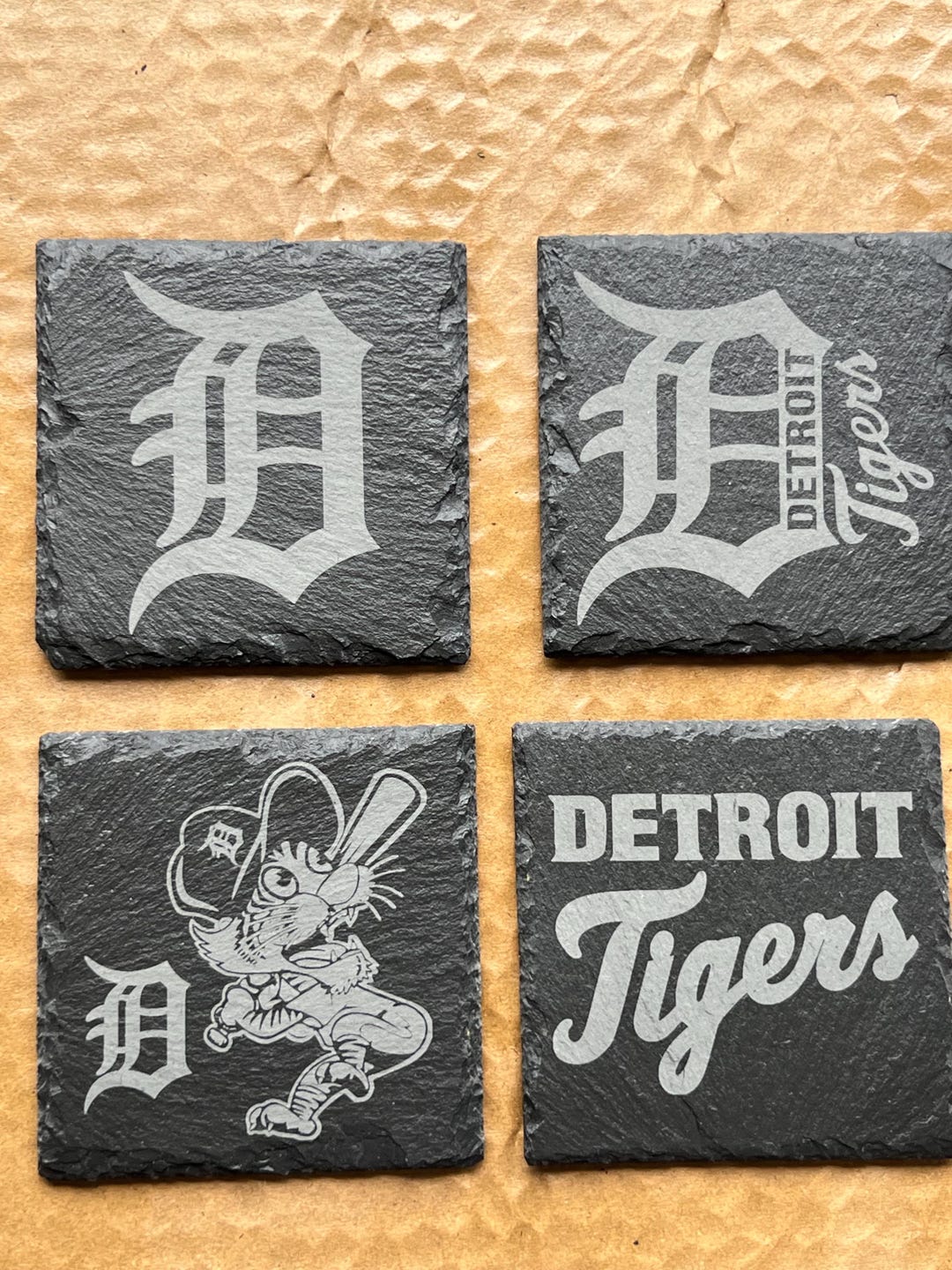 Detroit Sports - Detroit Tigers- 4” Slate Coasters - Set of Four ...