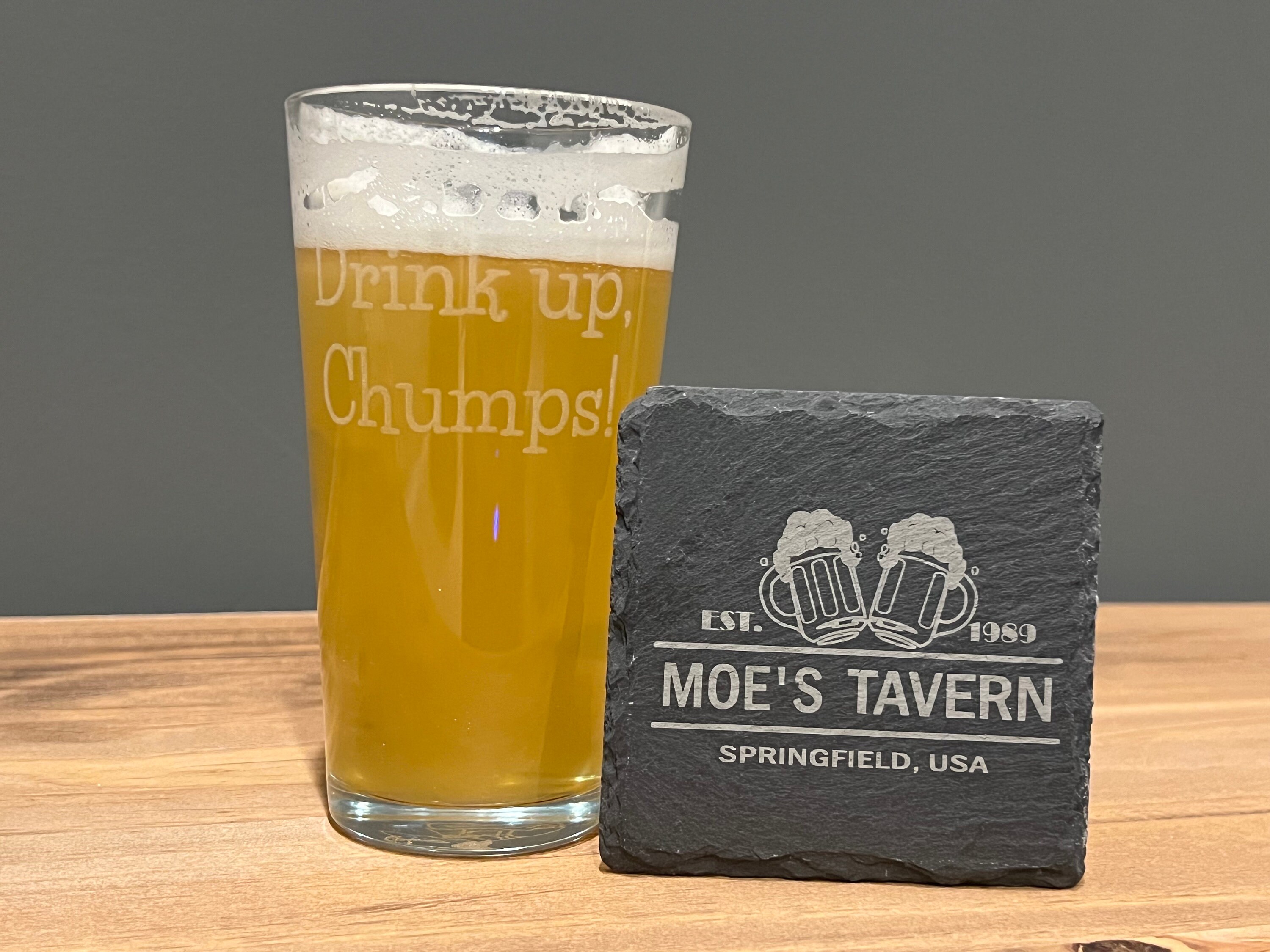 Moe’s Tavern From the Simpsons Etched Pint Glass and Coaster Set - Gift ...