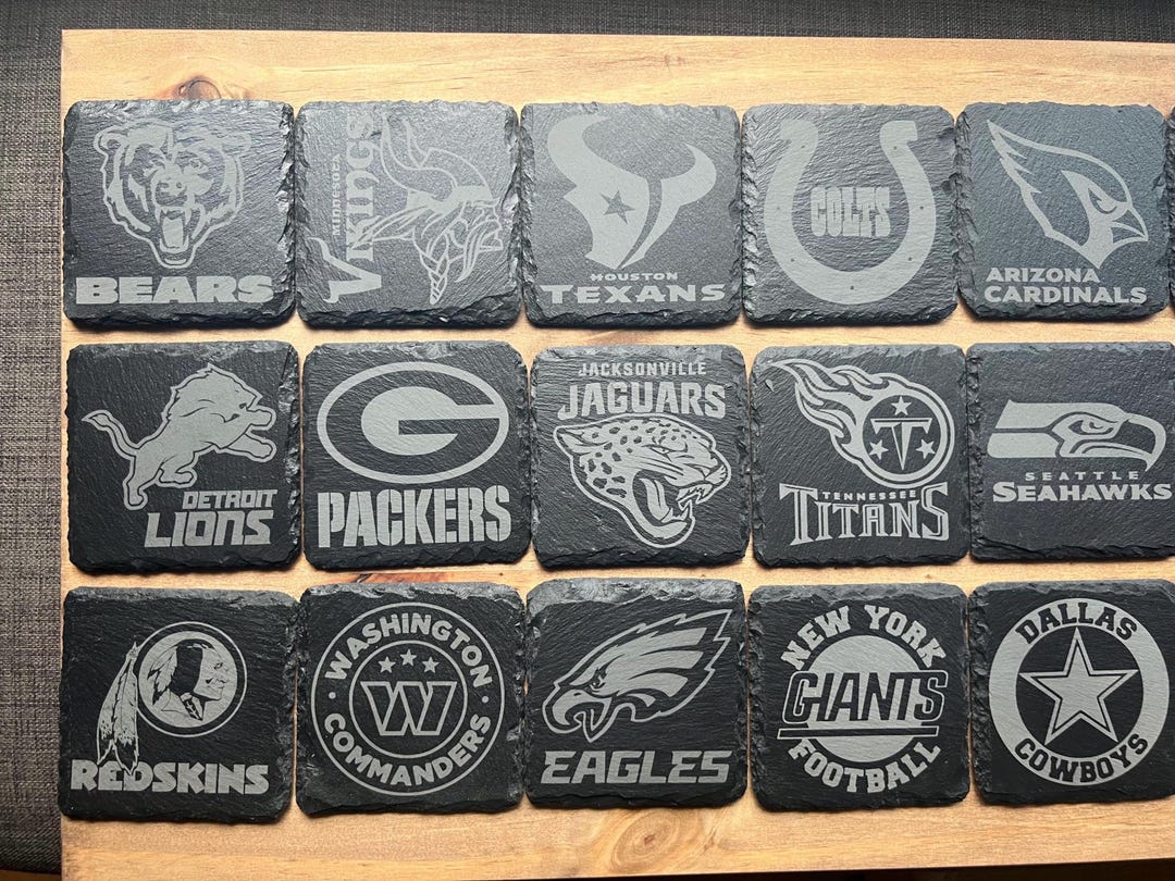 NFL Football Coaster Sets - Set of Four Coasters -4” Slate Coasters ...