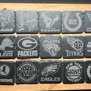 NFL Football Coaster Sets - Set of Four Coasters -4” Slate Coasters ...