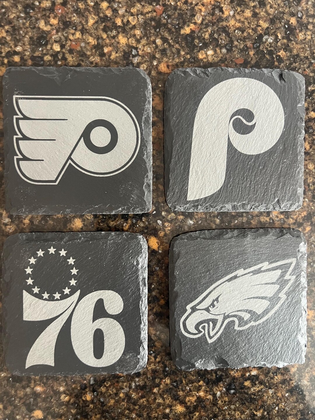 Philadelphia Sports- 4 Pack Slate Coasters Set - Eagles Phillies Flyers ...