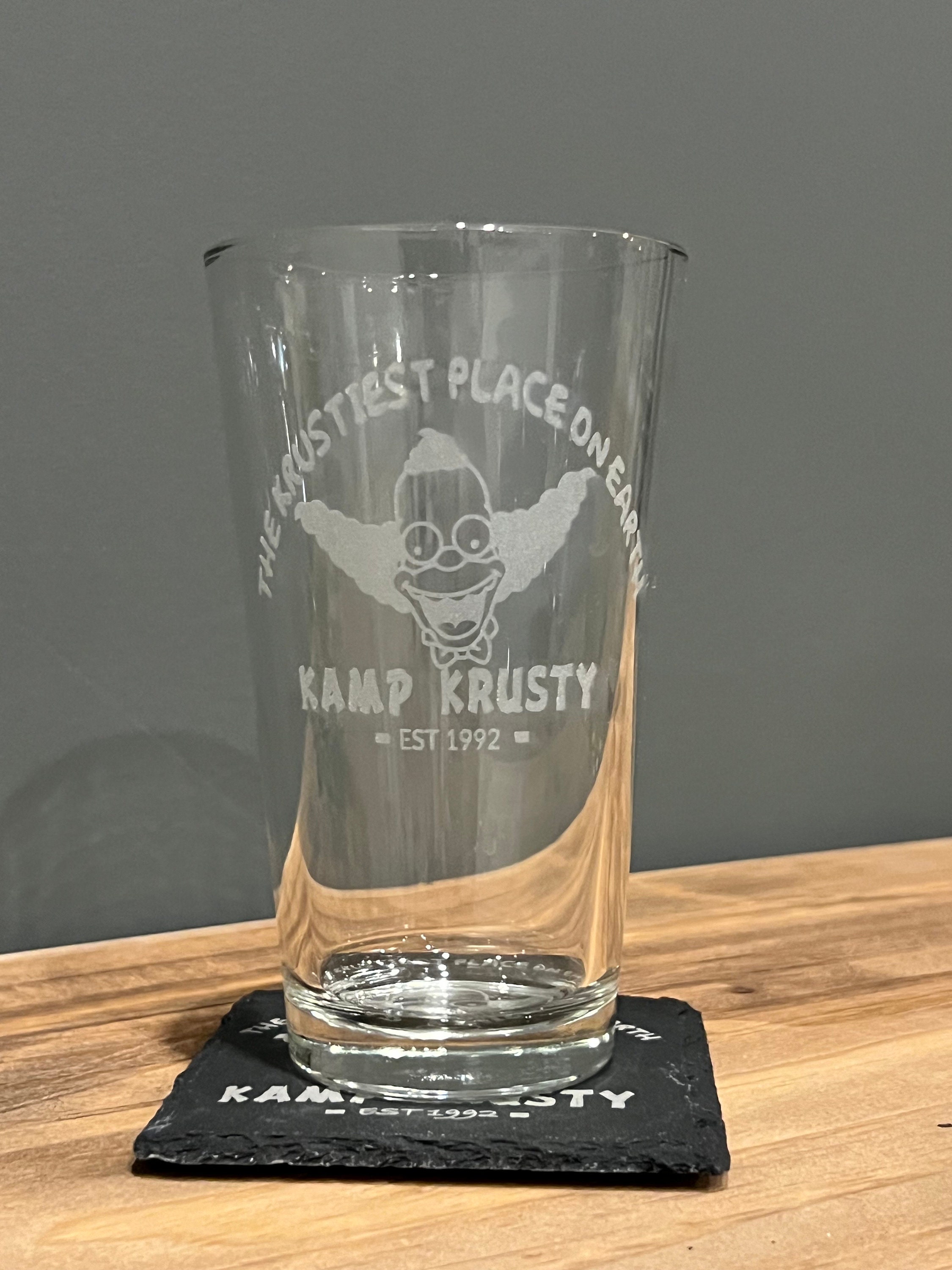 Simpsons kamp Krusty Etched Pint Glass and Coaster Set Gift for the ...