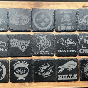 NFL Football Coaster Sets - Set of Four Coasters -4” Slate Coasters ...