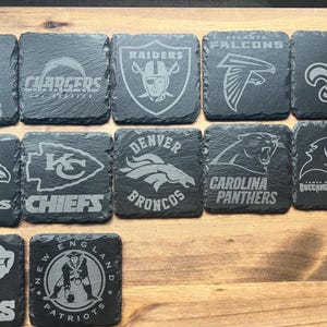 NFL Football Coaster Sets - Set of Four Coasters -4” Slate Coasters ...