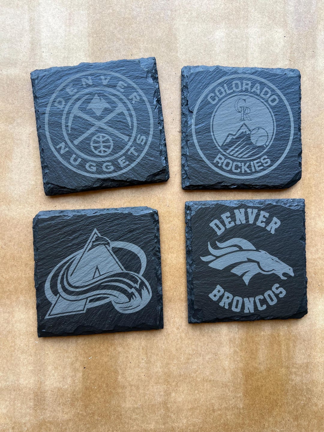 Denver Colorado Sports - Rockies, Broncos, Nuggets, Avalanche- 4” Slate ...