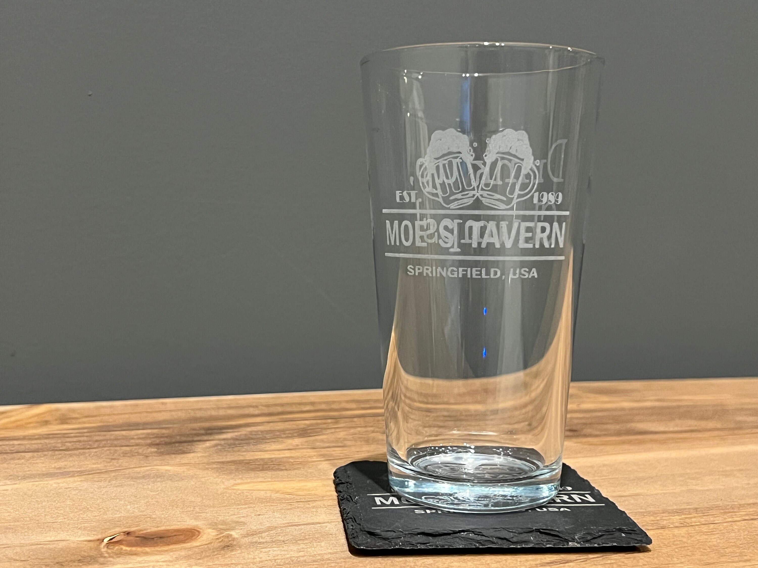 Moe’s Tavern From the Simpsons Etched Pint Glass and Coaster Set - Gift ...