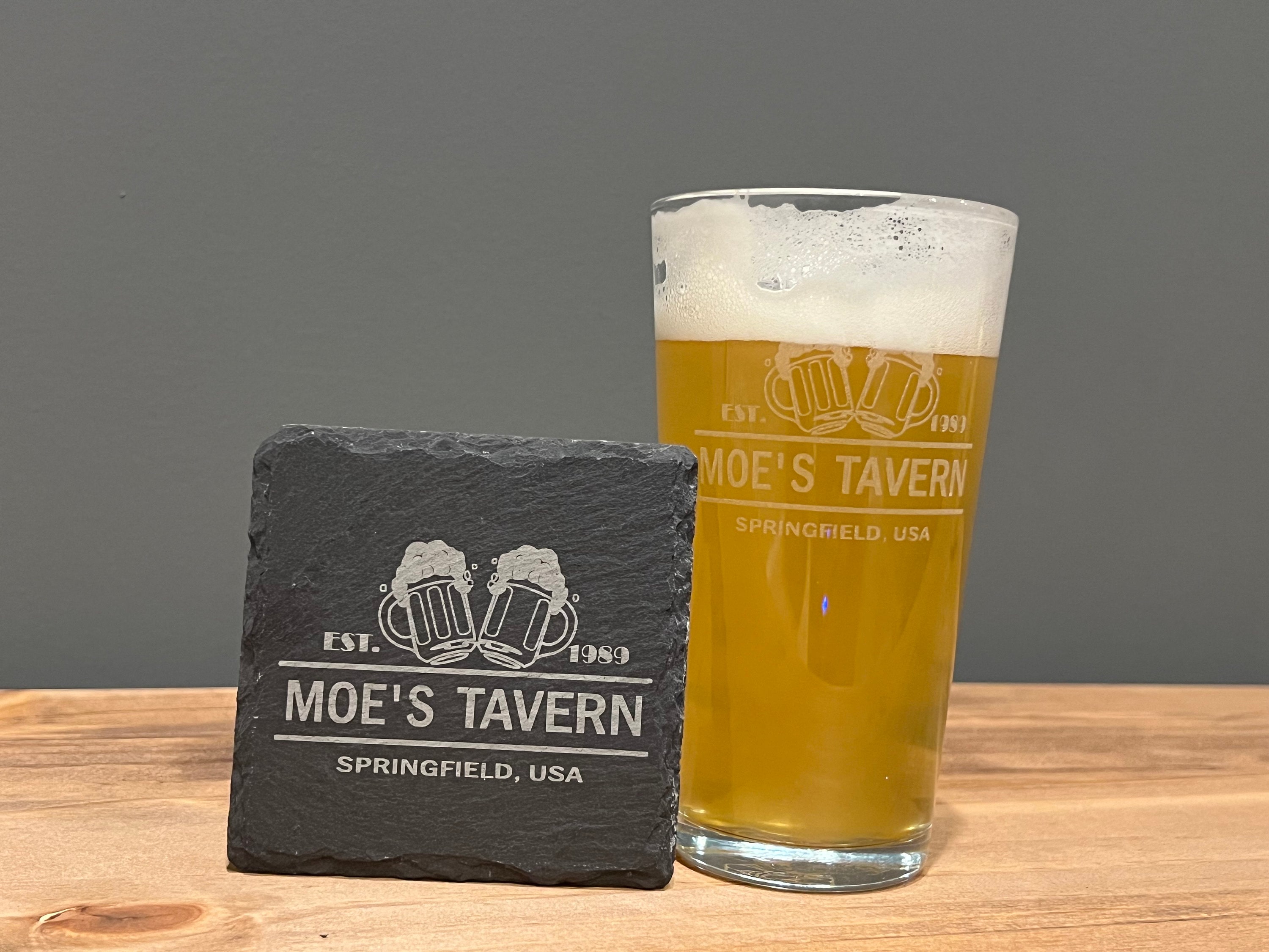 Moes Tavern From the Simpsons Etched Pint Glass and Coaster Set Gift for the Simpsons Fans - Etsy