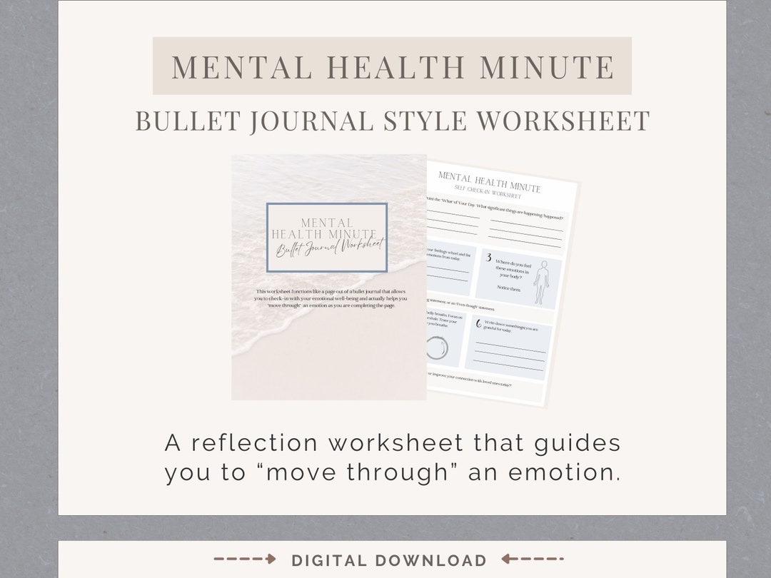 Mental Health Minute: Bullet Journal Style Worksheet for Emotional Well ...