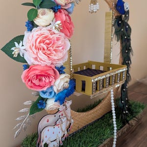 Krishna Jhula With Peacock Decor, Handcrafted Swing, Home Temple Decor ...