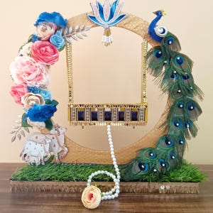 Krishna Jhula With Peacock Decor, Handcrafted Swing, Home Temple Decor ...