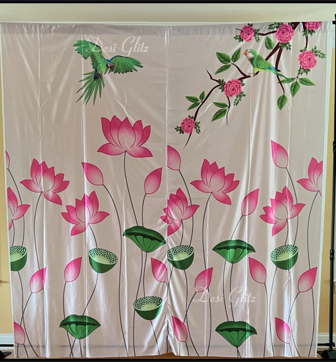 Lotus Pichwai Print Backdrop Cloth, Pooja Decor, 8x8 Ft - Etsy