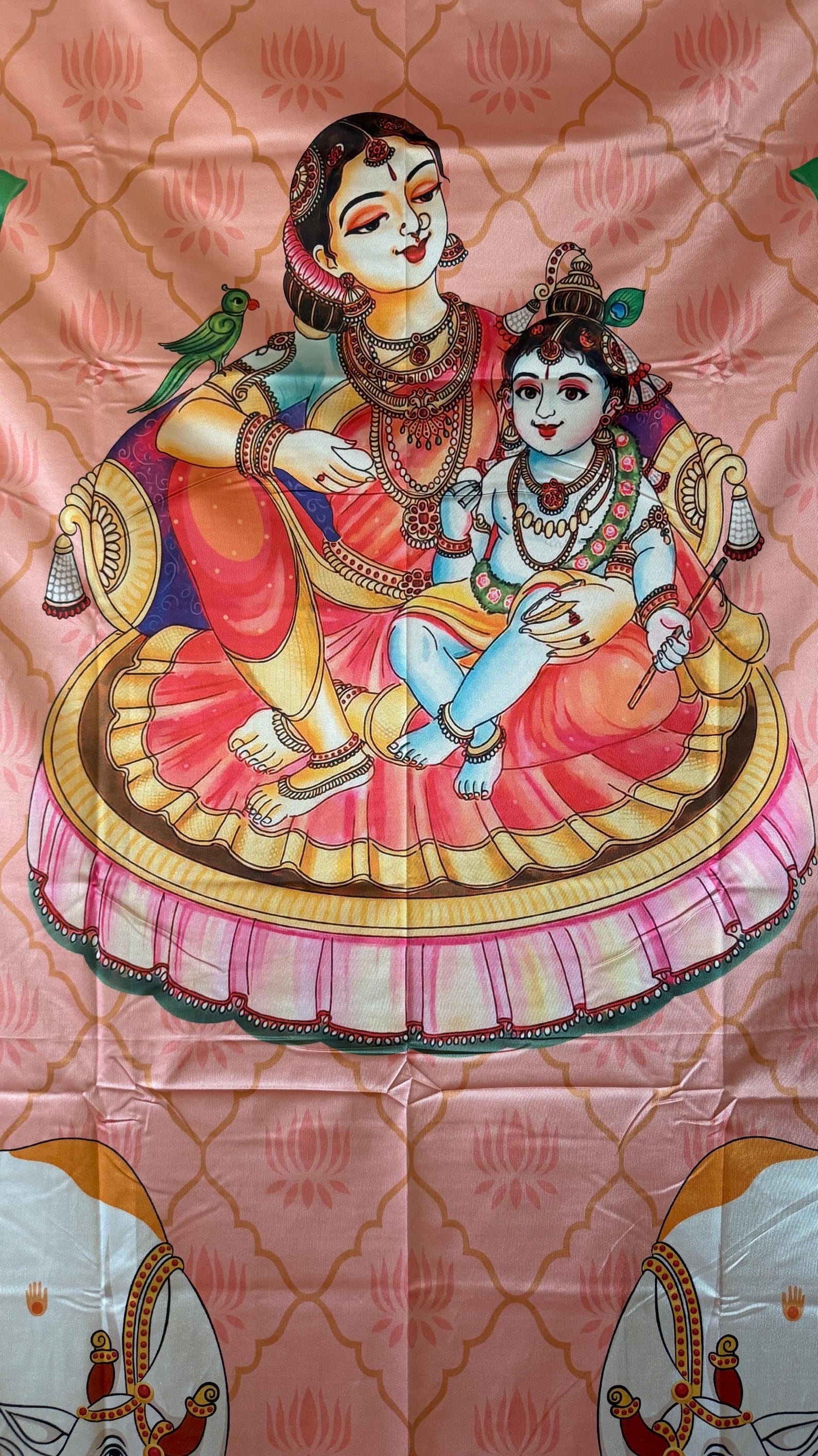 Krishna Design Backdrop Cloth: Traditional Pooja Decor - 8x8 Ft - Etsy