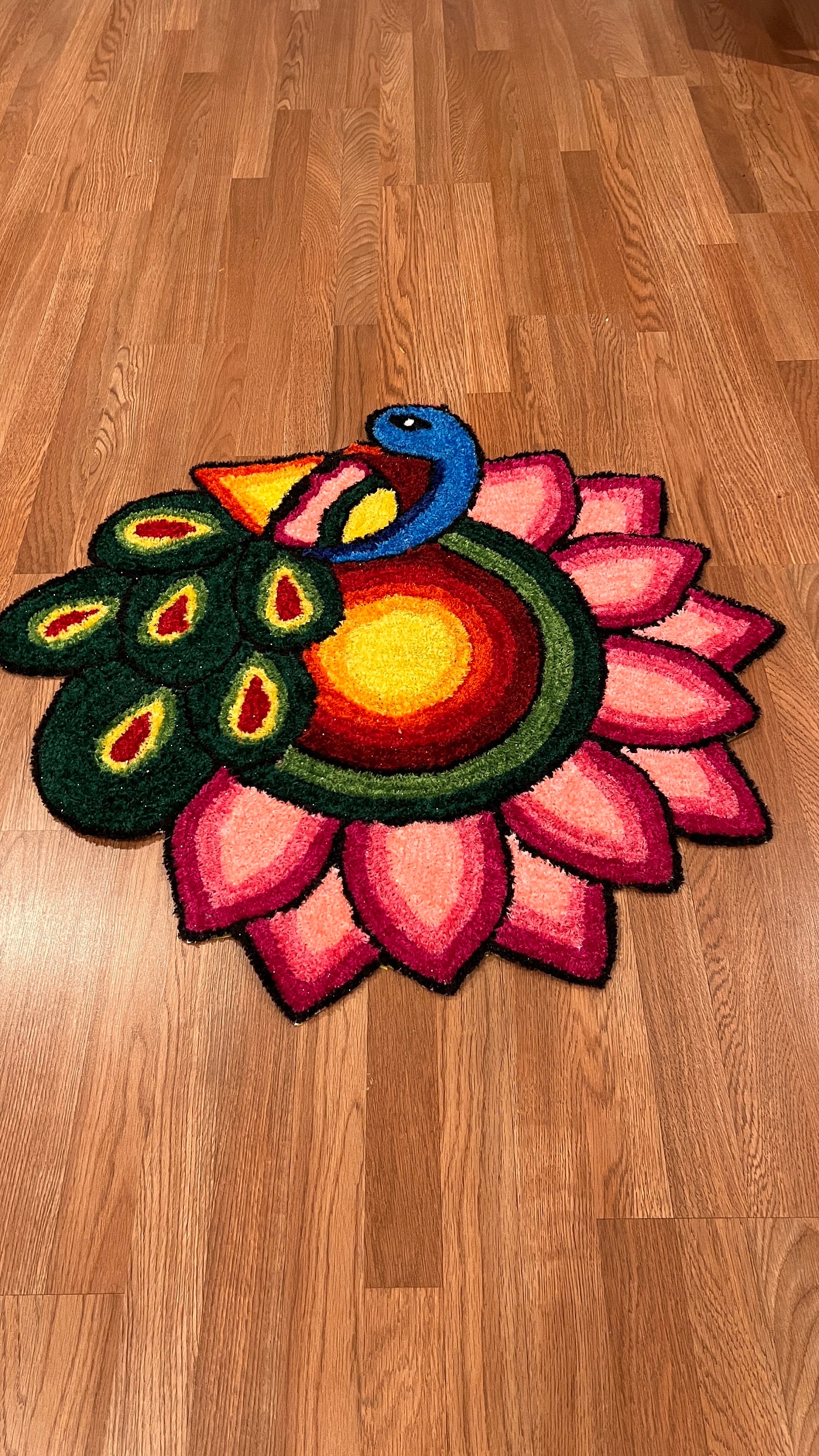 Traditional Rangoli Mat / Decor Mat / Peacock Design Rangoli Mat ...