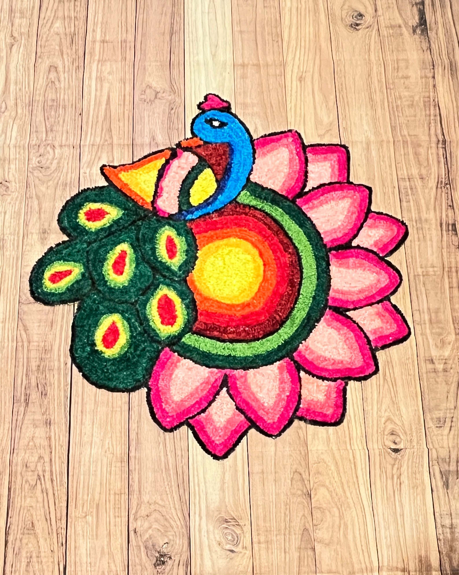 Traditional Rangoli Mat / Decor Mat / Peacock Design Rangoli Mat ...