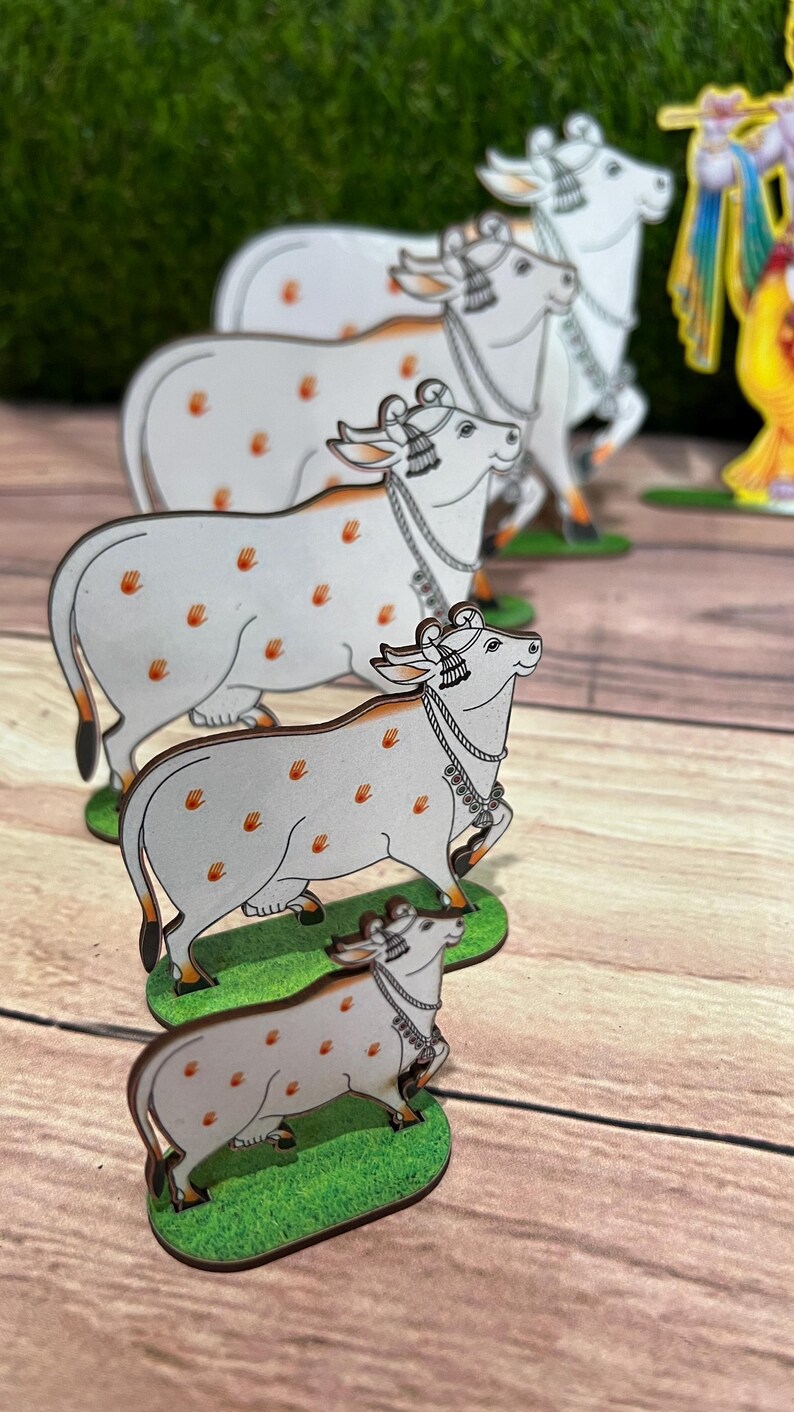 Vrindavan Lord Krishna and Cow Tabletop Decor, Krishna With Cows ...