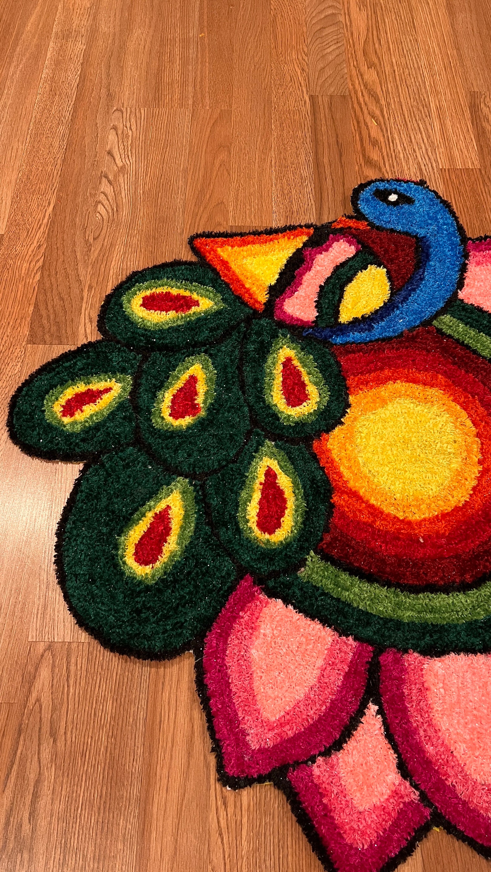 Traditional Rangoli Mat / Decor Mat / Peacock Design Rangoli Mat ...