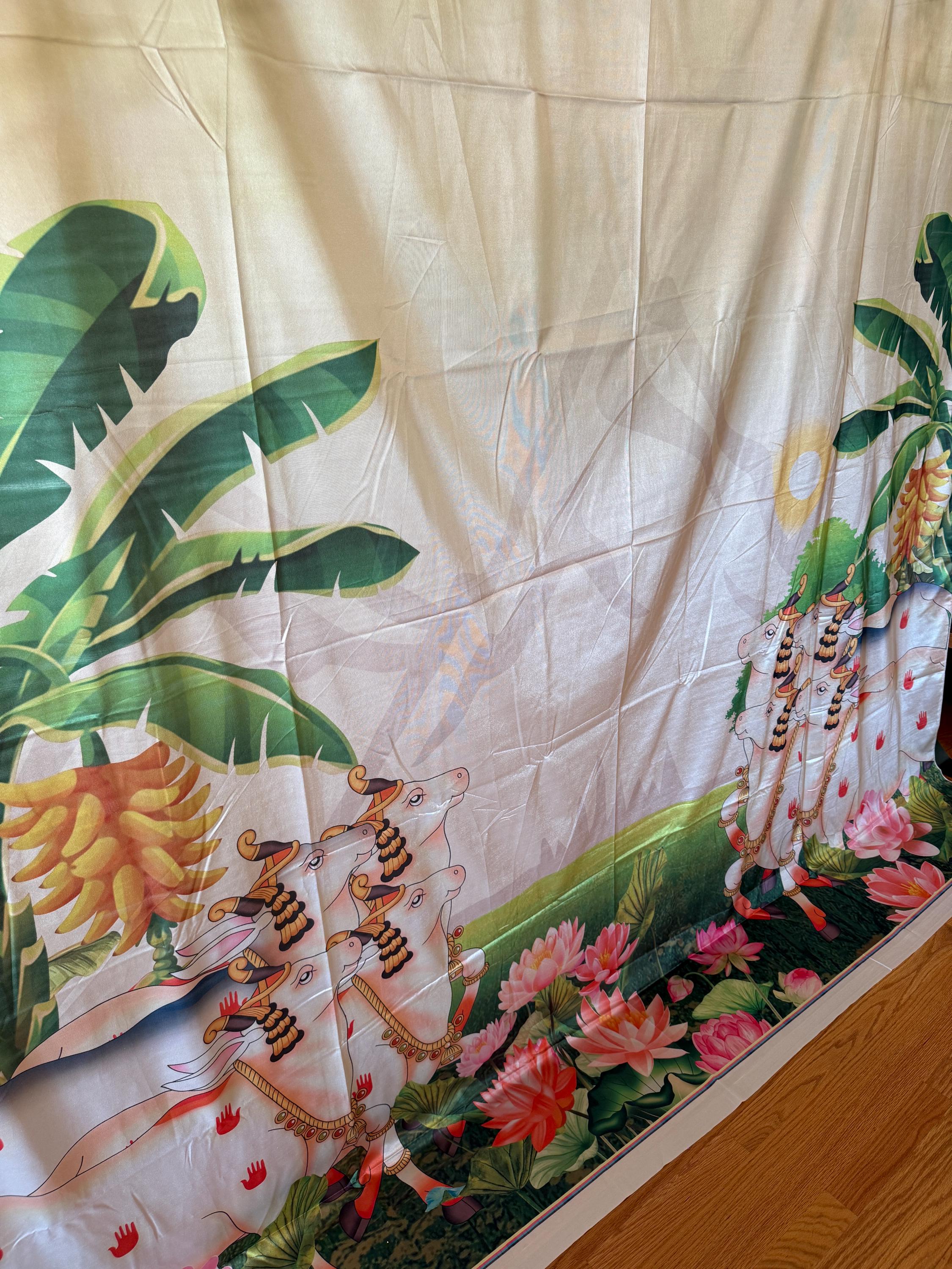 Pichwai Cow Design Backdrop Cloth: Traditional Pooja Decor, 8x8 Ft - Etsy