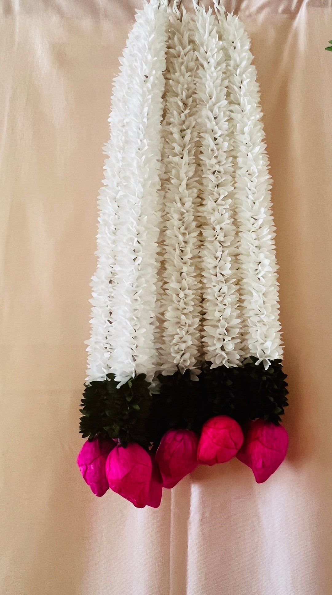 Lotus Garland Strings, Indian Decor, Handmade Fabric Garlands, Pooja ...