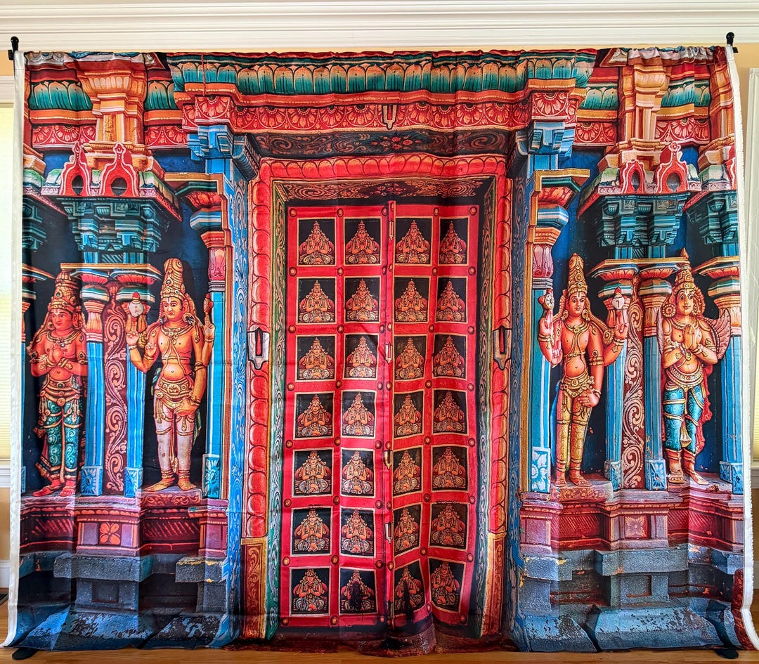 Temple Design Backdrop Cloth: Traditional Pooja Decor, 8x10 Ft - Etsy
