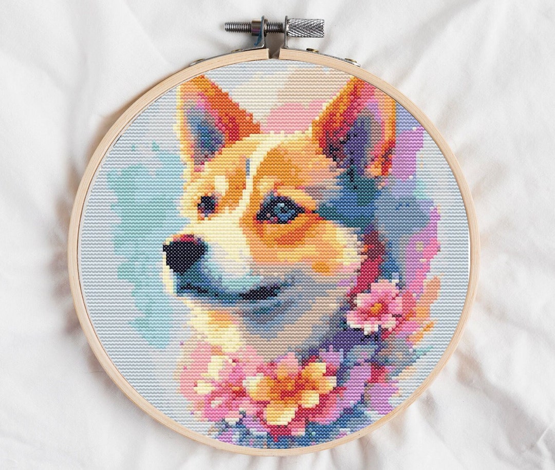 Floral Loyal Dog Cross Stitch Pattern Digital Download - Etsy