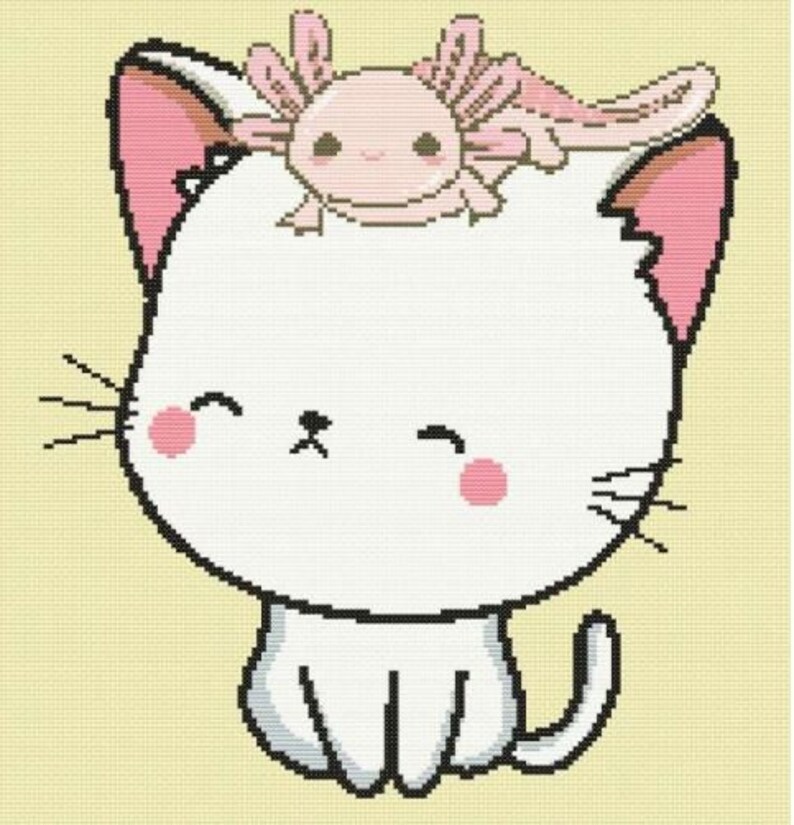 Kitty Axolotl Friend Cross Stitch Pattern Digital Download - Etsy