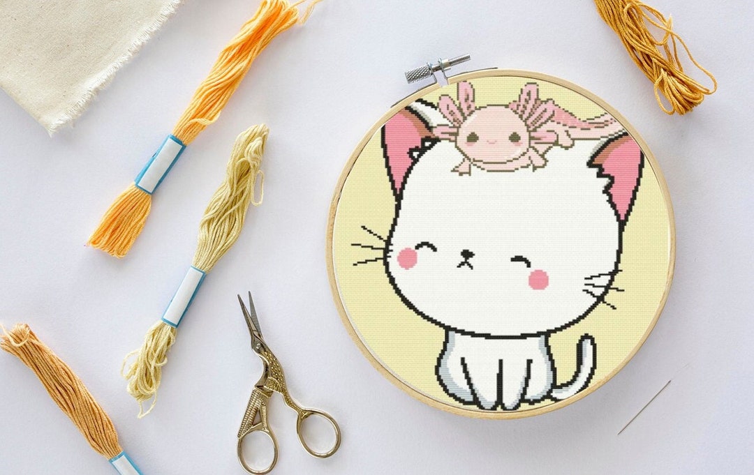 Kitty Axolotl Friend Cross Stitch Pattern Digital Download - Etsy