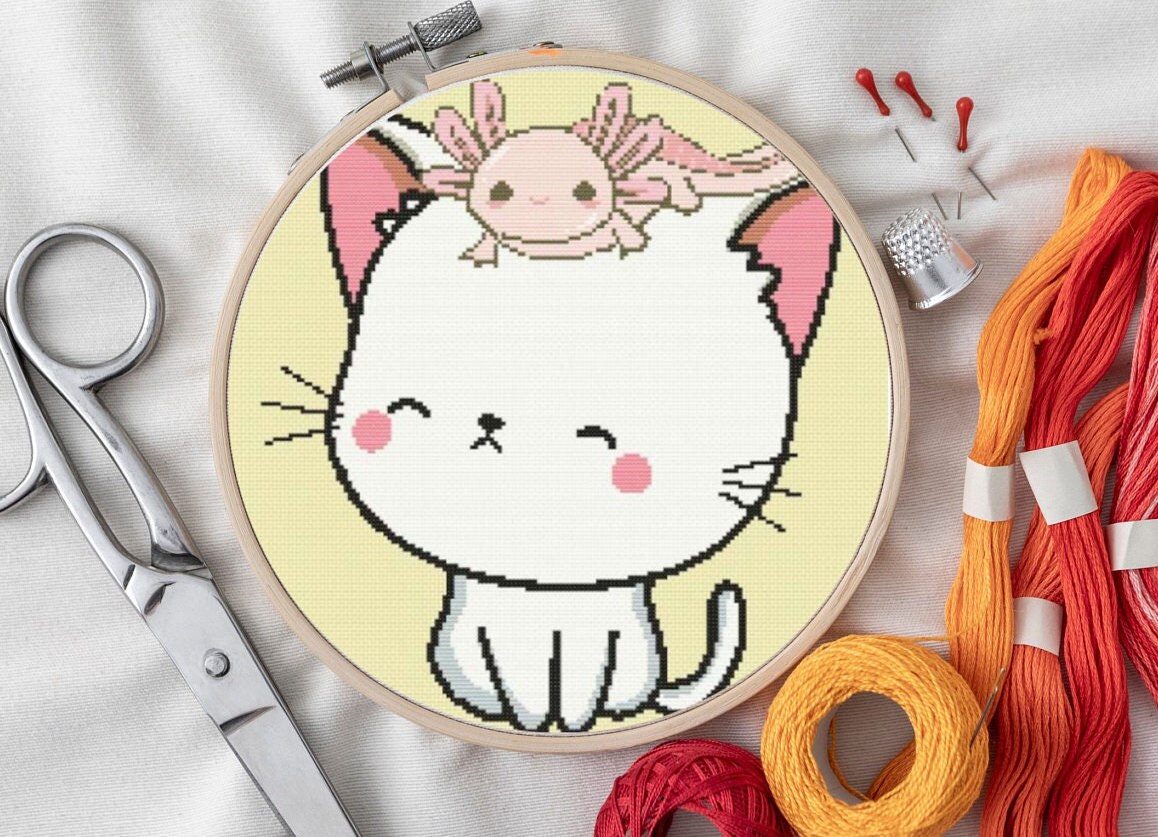 Kitty Axolotl Friend Cross Stitch Pattern Digital Download - Etsy