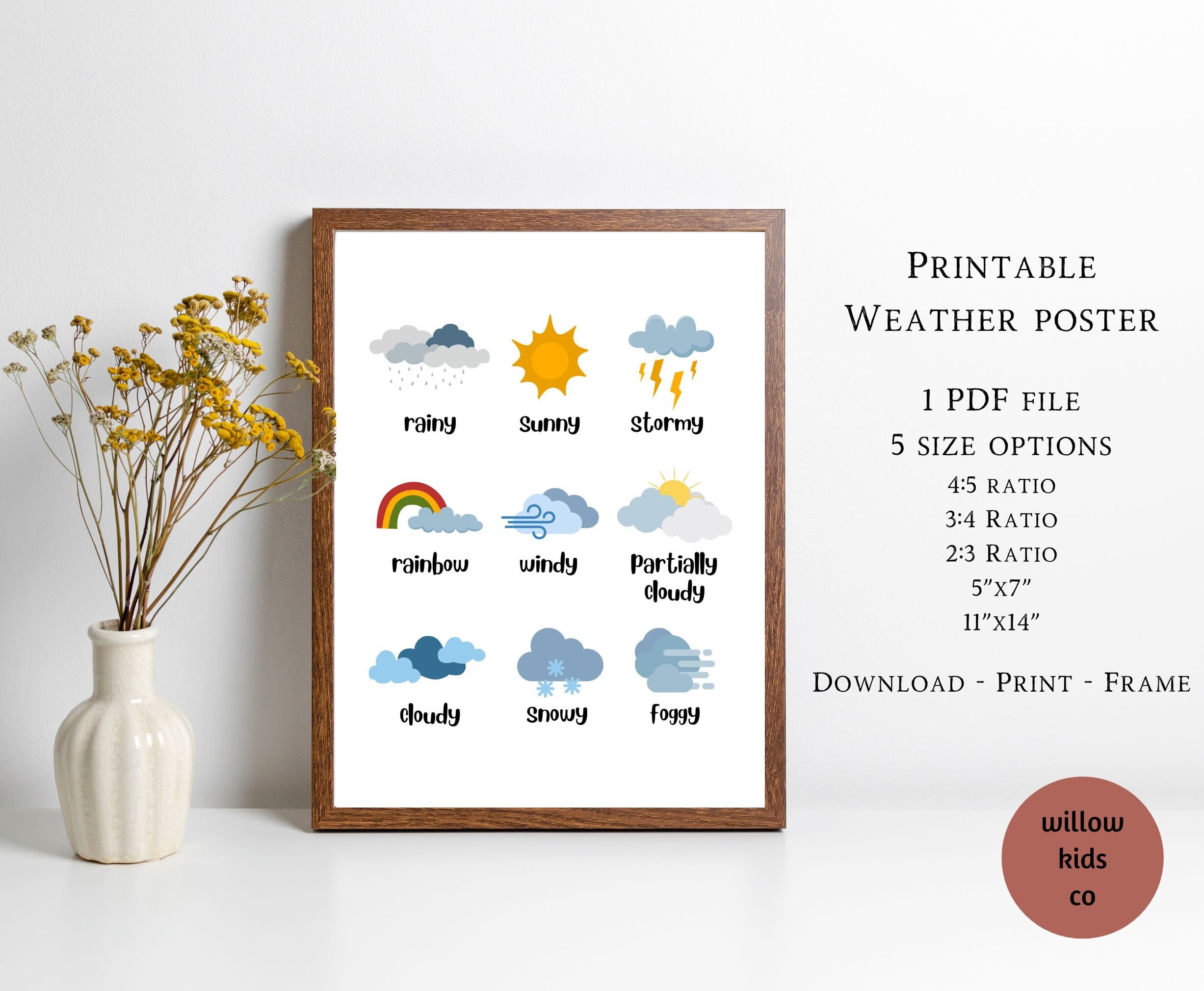 Printable Weather Poster for Toddlers, Weather Chart, Montessori ...