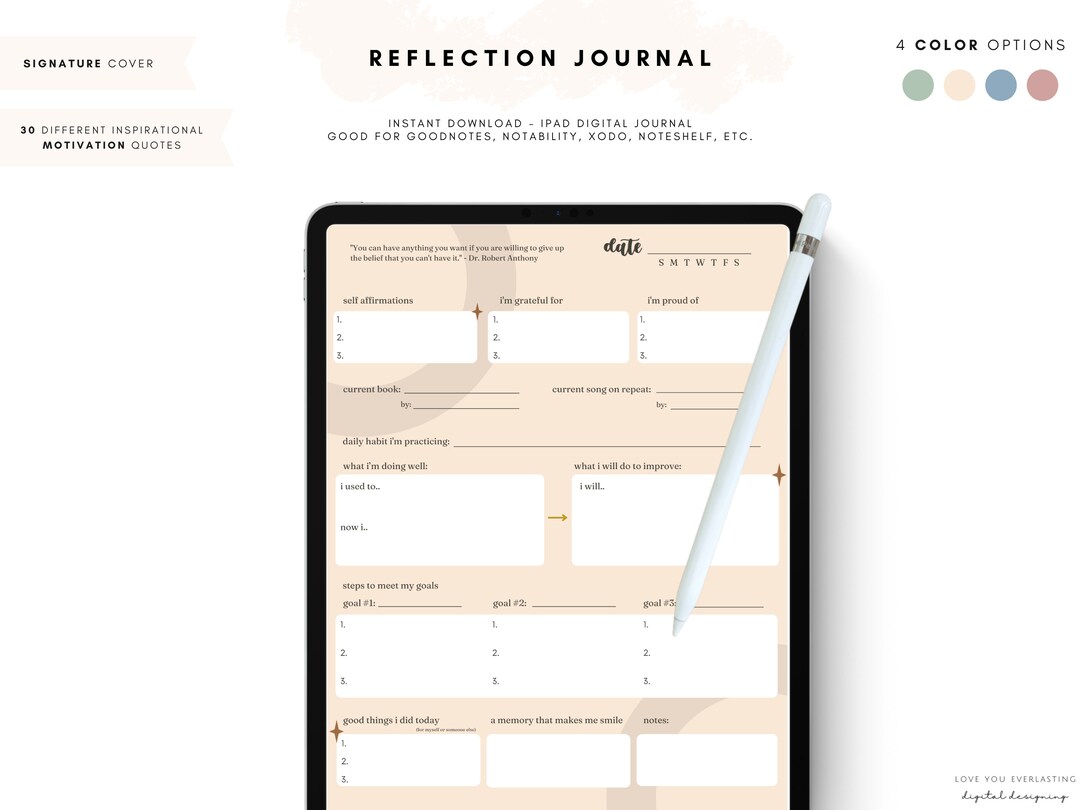 Digital Journal, Self Reflection, Self Love Journal, Undated Digital ...