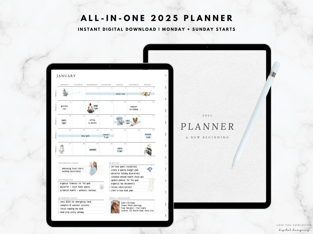 2025 Digital Planner, Digital Planner, Goodnotes Planner, iPad Planner ...