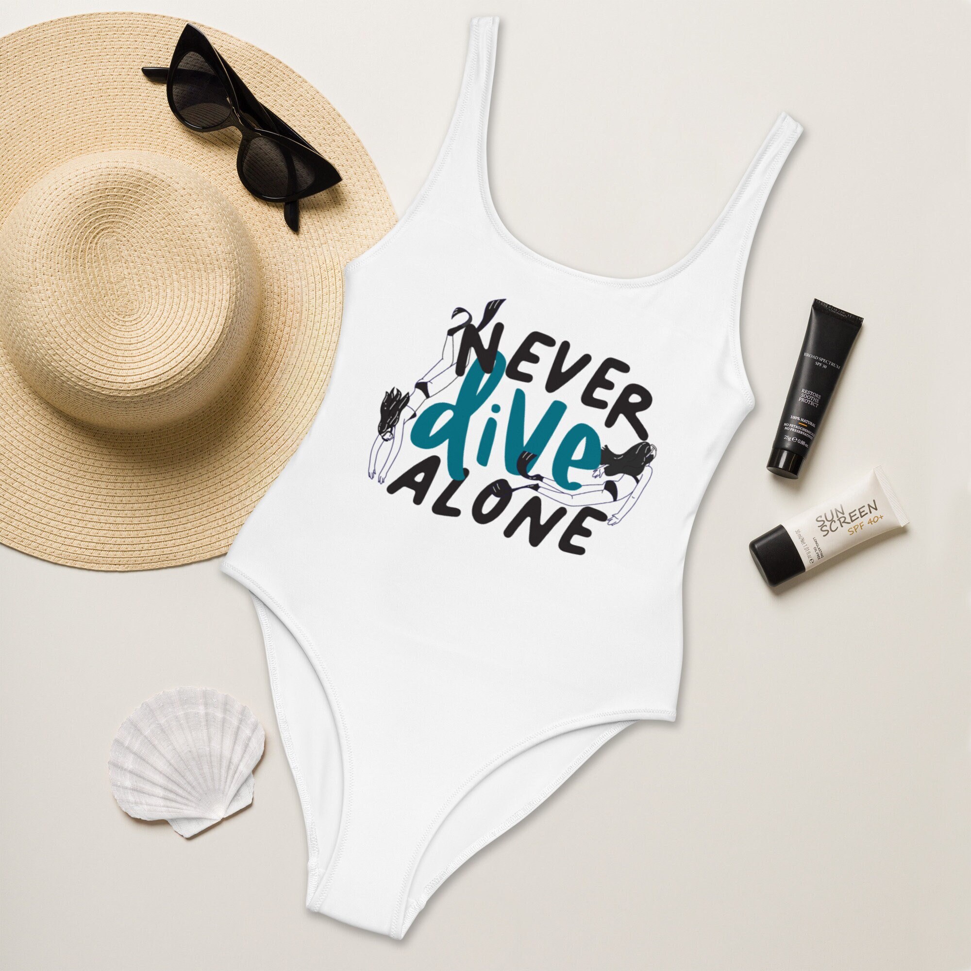 Never Dive Alone Swimsuit Apnea Freediving Diver Swimsuit - Etsy