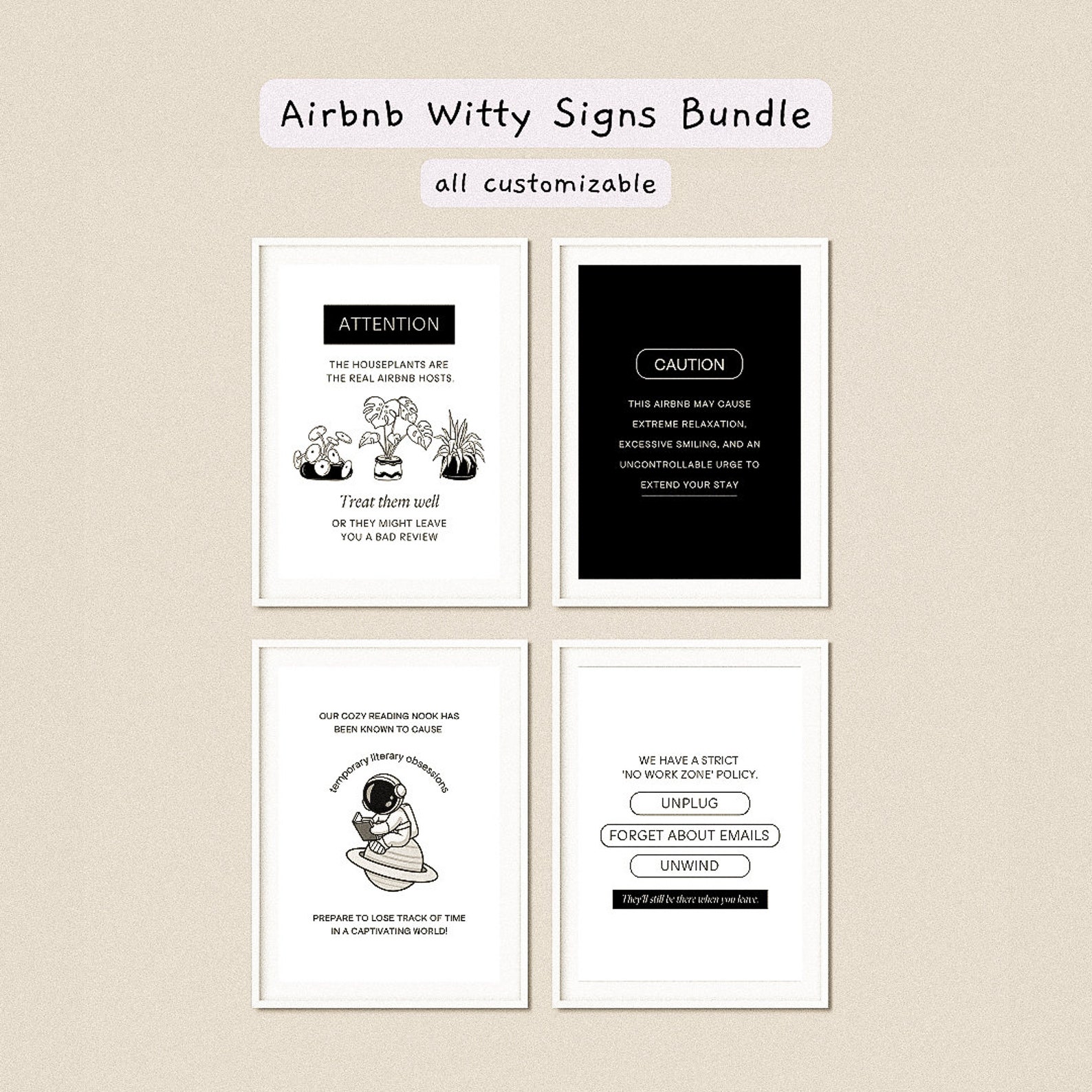 AIRBNB Witty Signs Templates | Humor Airbnb Signs | Sarcastic House ...