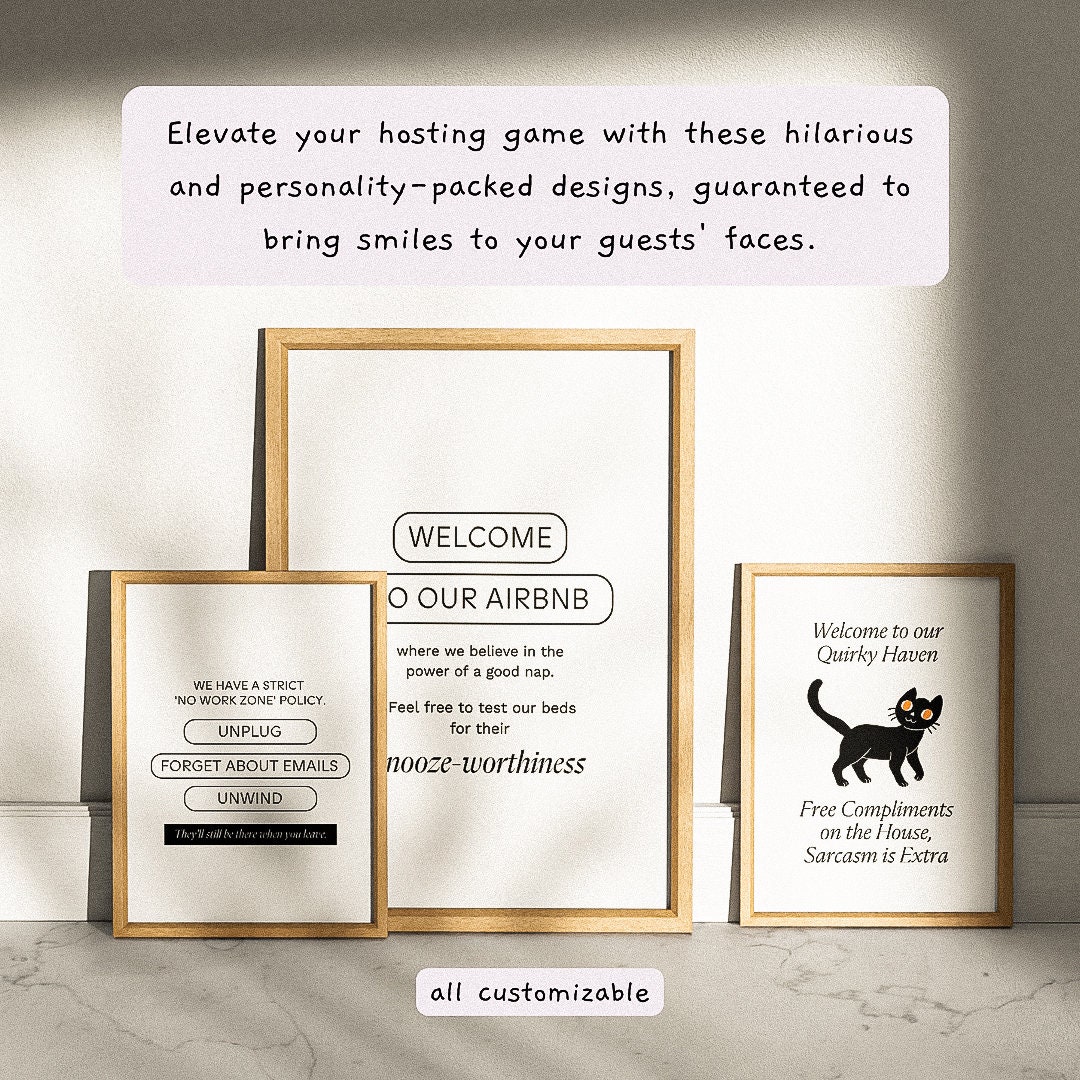 AIRBNB Witty Signs Templates | Humor Airbnb Signs | Sarcastic House ...
