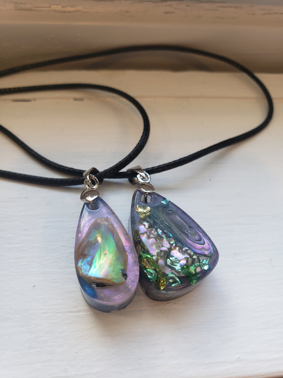 Small Abalone Resin Necklaces - Etsy