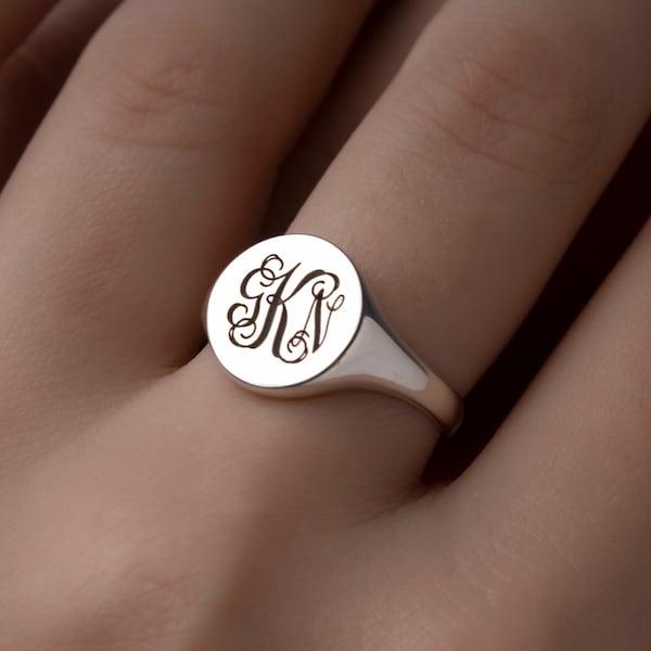 Monogram Signet Ring - Etsy