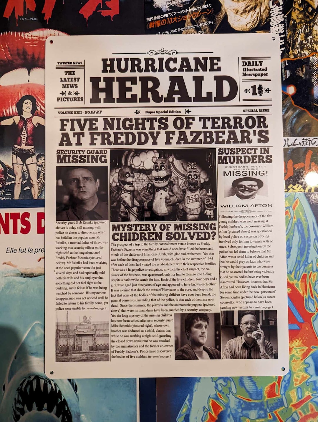 FIVE NIGHTS at FREDDY'S Newspaper Aluminium Poster - Etsy