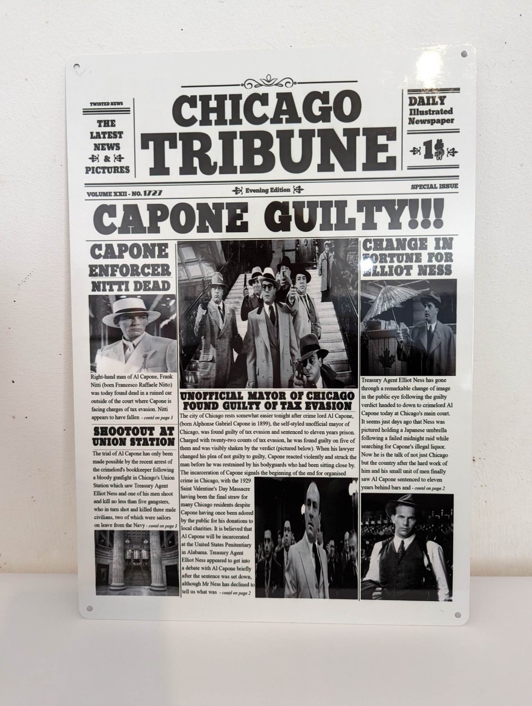 UNTOUCHABLES Newspaper Aluminum Poster - Etsy