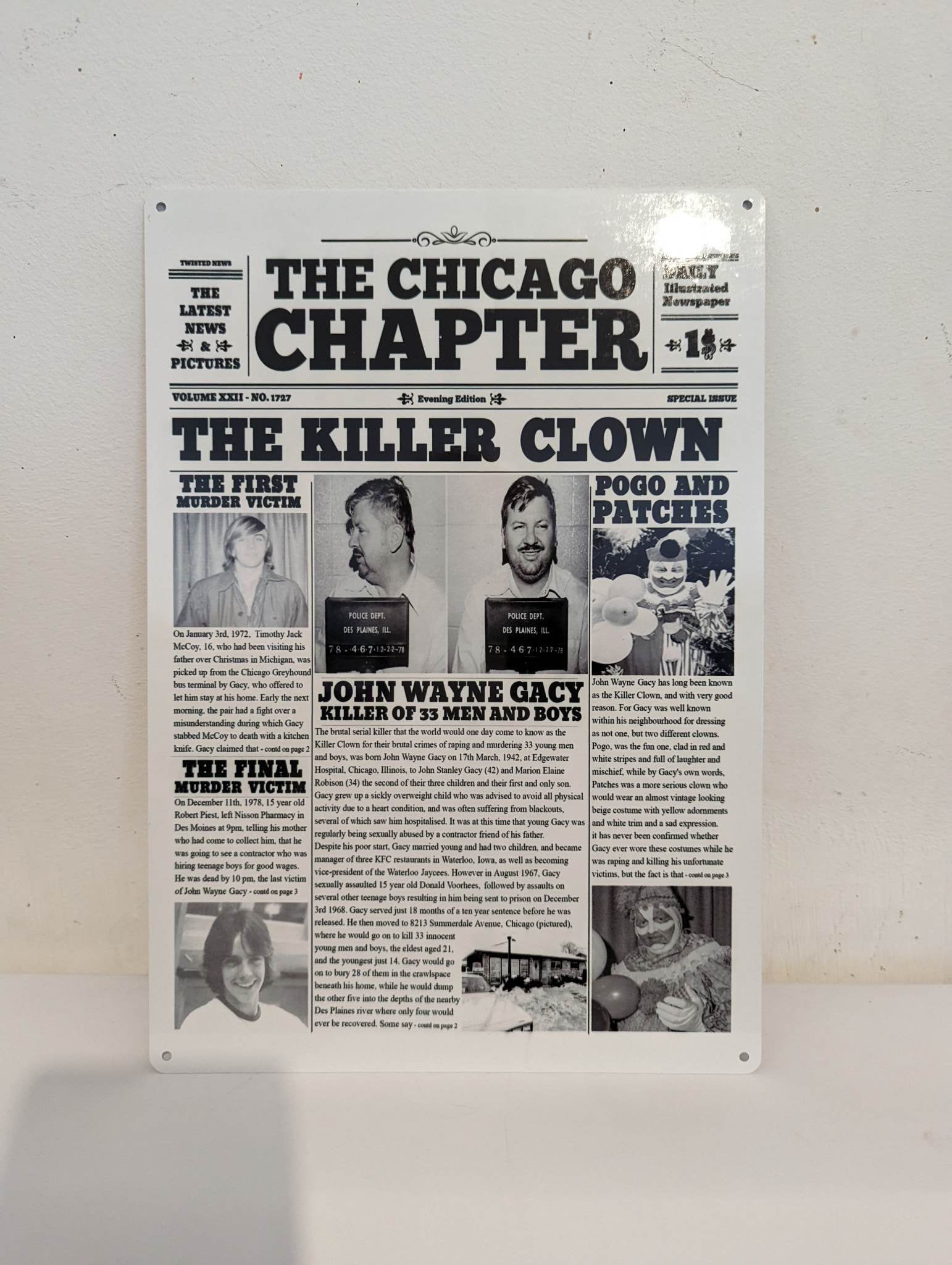 JOHN WAYNE GACY Serial Killer/true Crime Themed Newspaper - Etsy JOHN WAYNE GACY Serial Killer/true Crime Themed Newspaper - Etsy