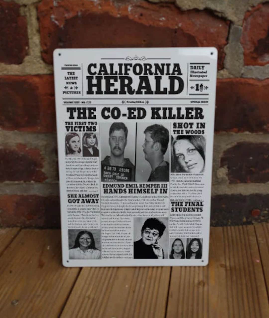 ED KEMPER Serial Killer/true Crime Themed Newspaper Aluminum Poster - Etsy