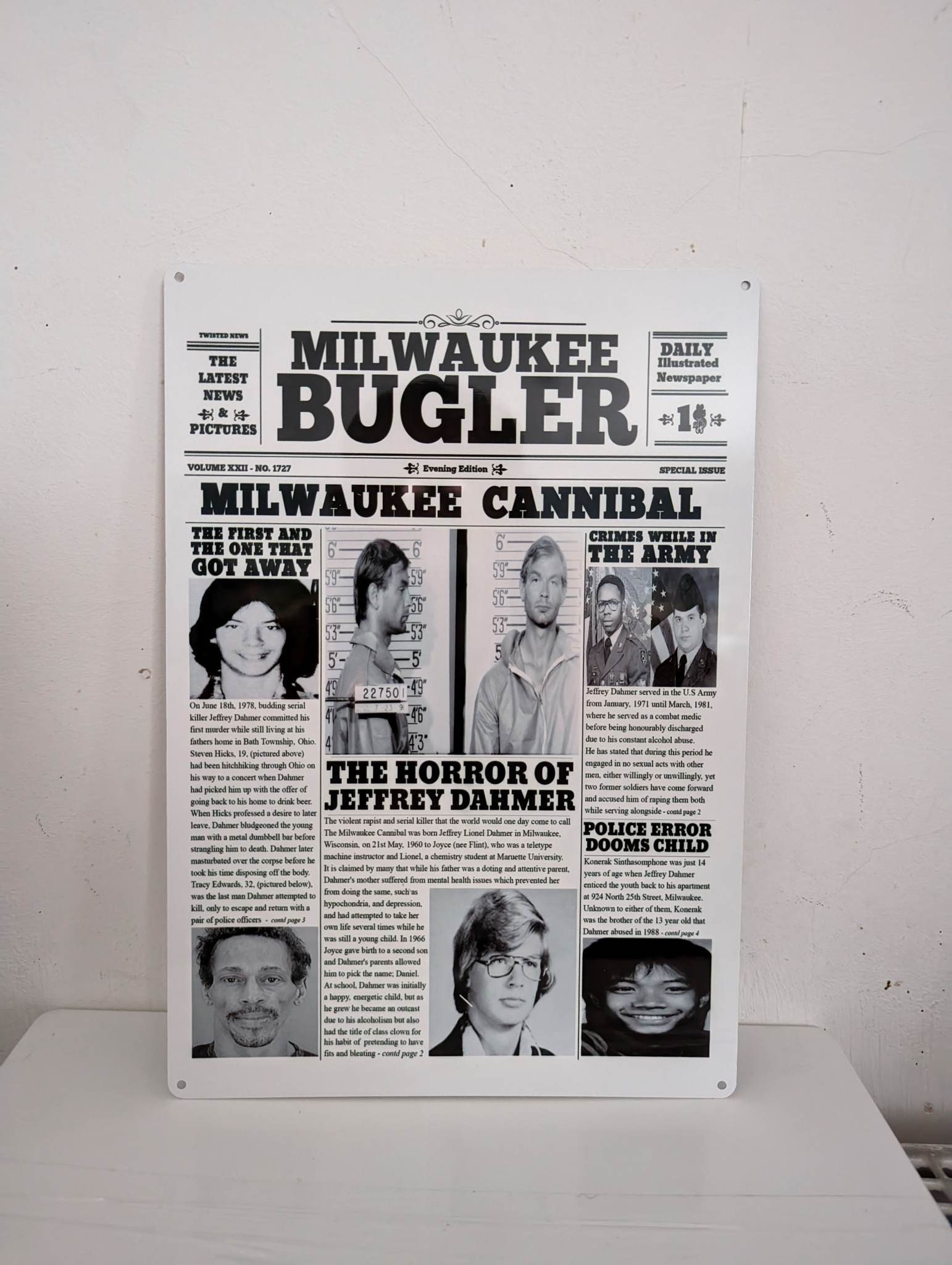 JEFFREY DAHMER Serial Killer/true Crime Themed Newspaper - Etsy