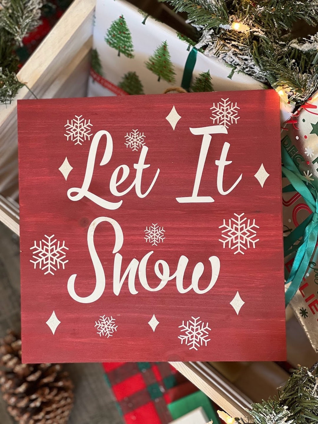 Let It Snow Sign, Winter Sign, Red Sign, Christmas Sign, Christmas ...