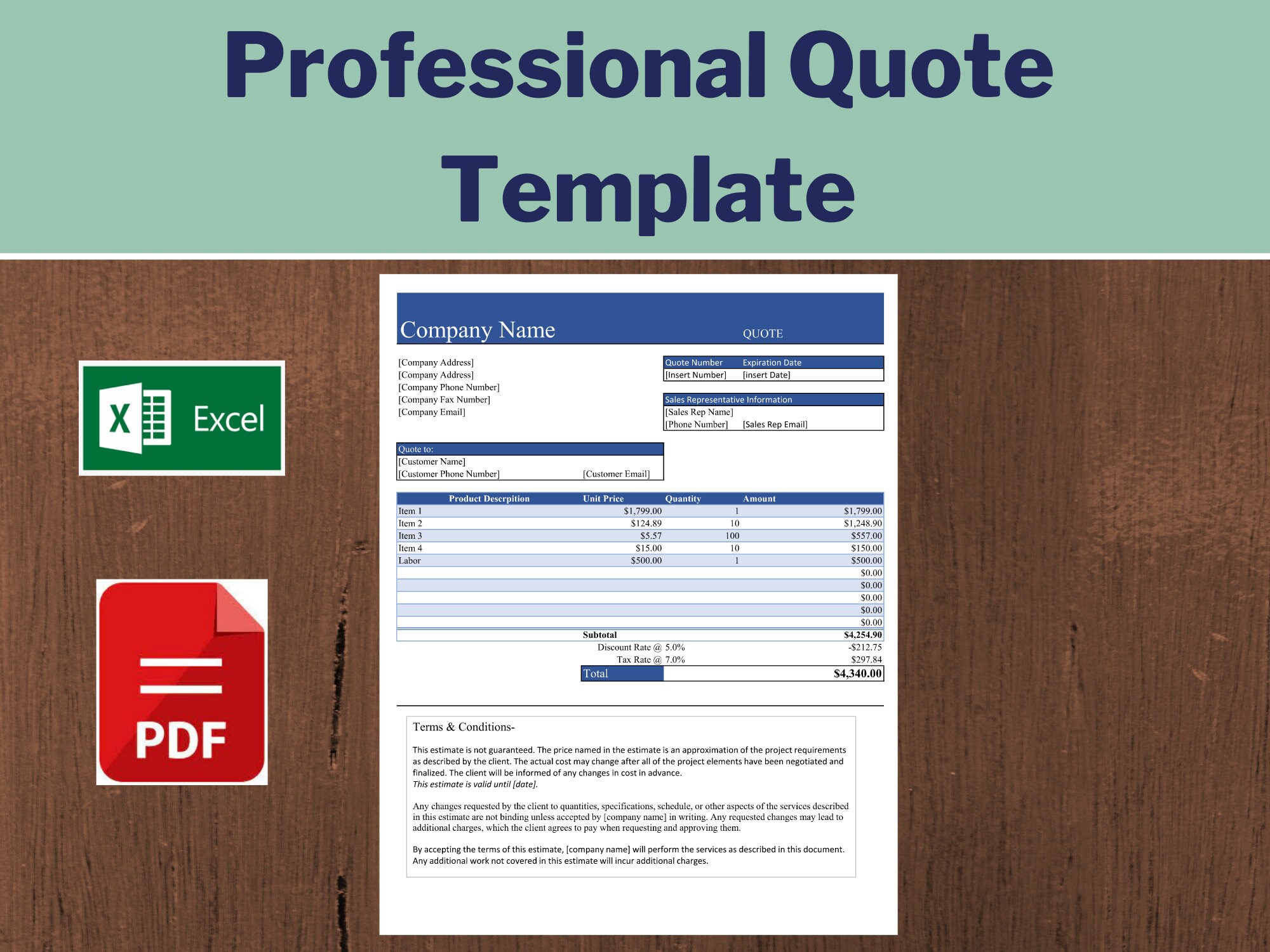 Quote Excel Template for Small Businesses Excel Quote Generator Small ...